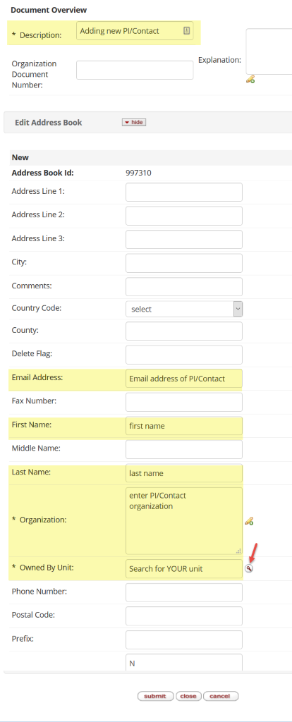 Research Knowledge Base - Creating a New Address Book Entry (Person ...