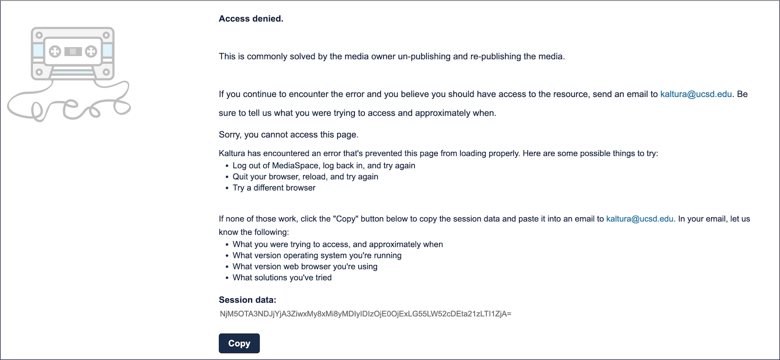 IT Services - Kaltura Troubleshooting: "Access Denied" Error Message ...