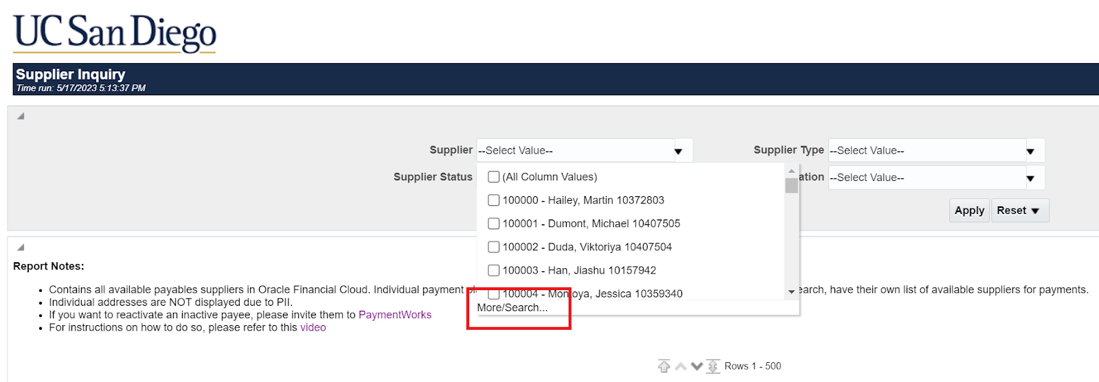 Budget & Finance Knowledge Base - How to Use the Supplier Inquiry ...