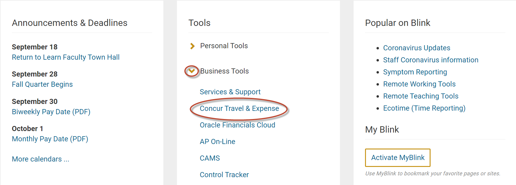 Budget & Finance Knowledge Base - How to log into Concur - Budget & Finance